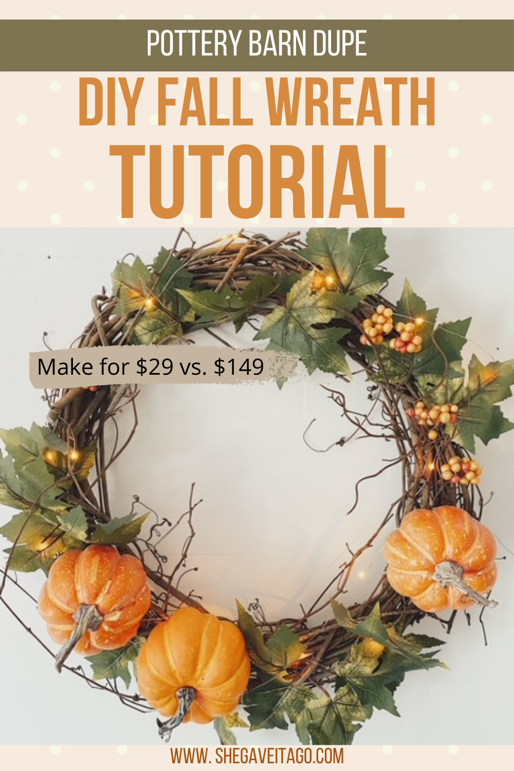 DIY Fall Wreath Tutorial | Home Decor | She Gave It A Go