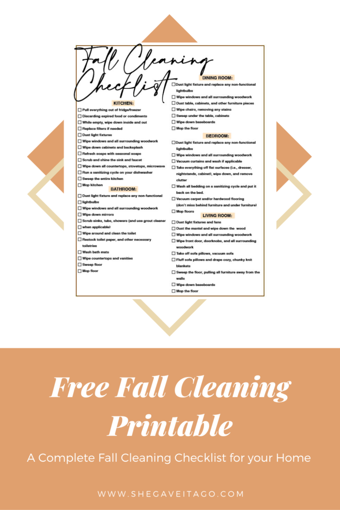 A Complete Fall Cleaning Checklist for your Home | She Gave It A Go