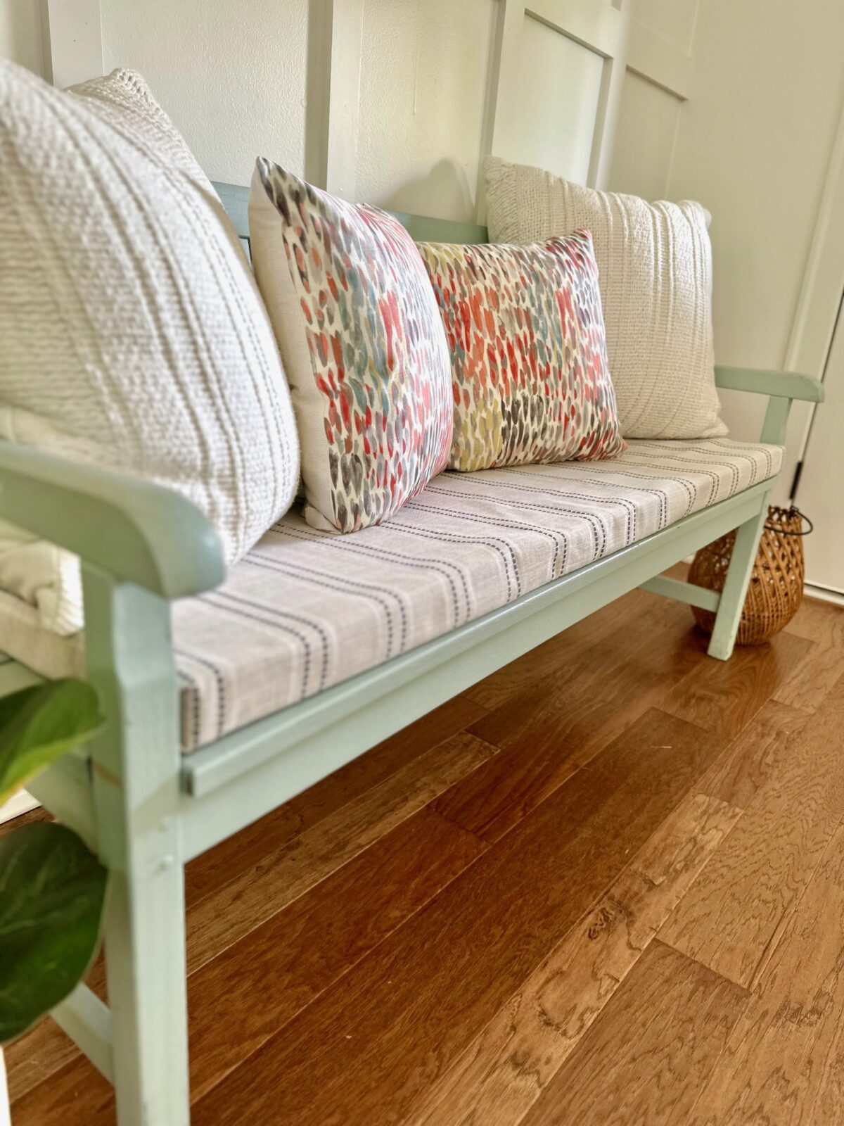 DIY Bench Cushion & Pillows - No Sewing Required! | She Gave It A Go