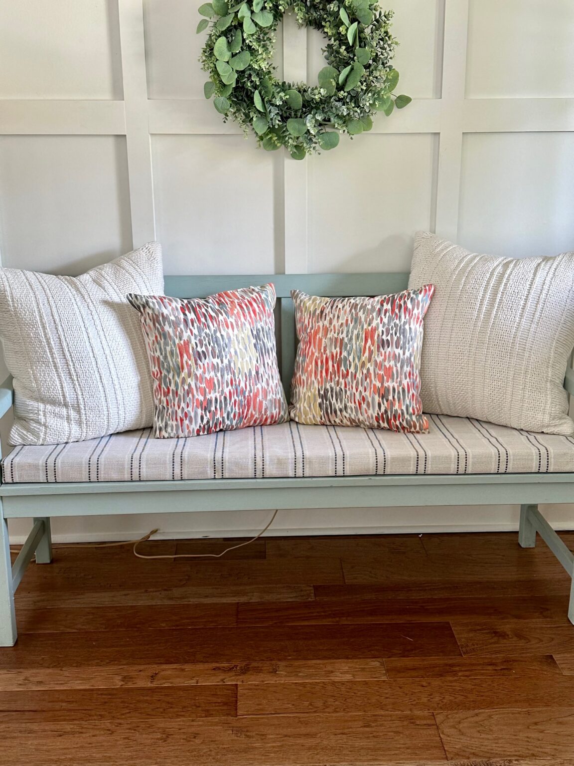DIY Bench Cushion & Pillows - No Sewing Required! | She Gave It A Go