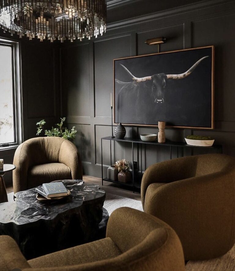 Cozy & Stylish Moody Modern Rustic Sitting Room Makeover Ideas